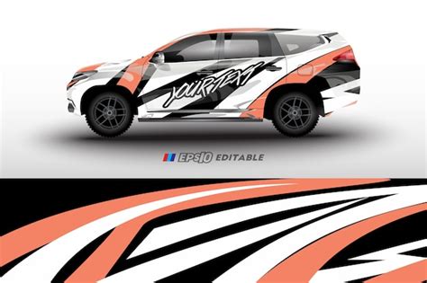 자동차 비닐 스티커 및 자동차 회사 스티커 정복을 위한 레이싱 카 랩 디자인 프리미엄 벡터