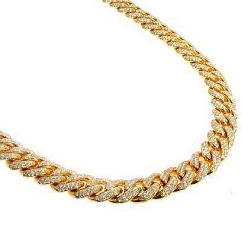 Real Diamonds Round 14 Kt Miami Cuban Diamond Chain Weight 181 7 Gm