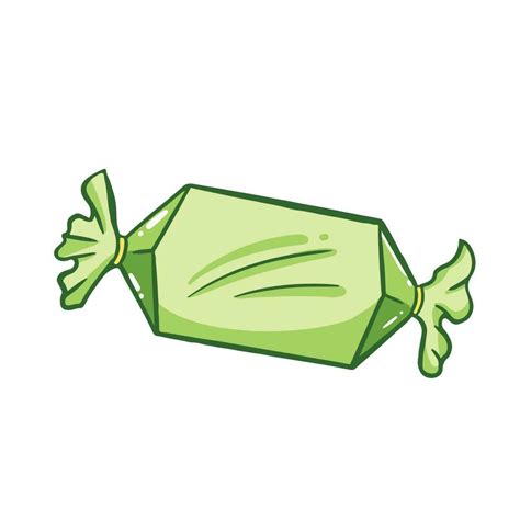 Green Rectangle Candy Vector Illustration Isolated On Square White Background Simple Flat