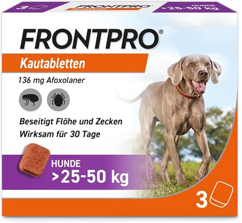 FRONTPRO Hund XL Kautablette gegen Zecken Flöhe große Hunde 25 bis 50 kg 3X Kautabletten