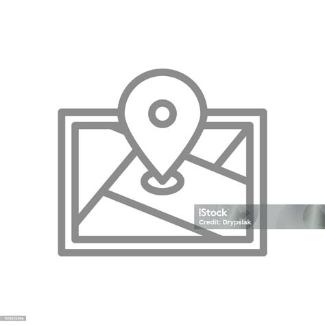 간단한 Gps 위치 노선 지도 네비게이터 라인 아이콘 기호와 기호 벡터 일러스트 레이 션 디자인 흰색 배경에 고립 거리에 대한
