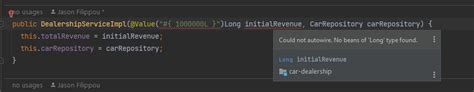 Java Autowiring A Long In My Service Classs Constructor Stack