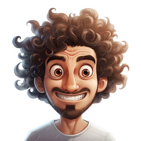 Premium Ai Image Man Curly Hair 2d Cartoon Illustraton On White