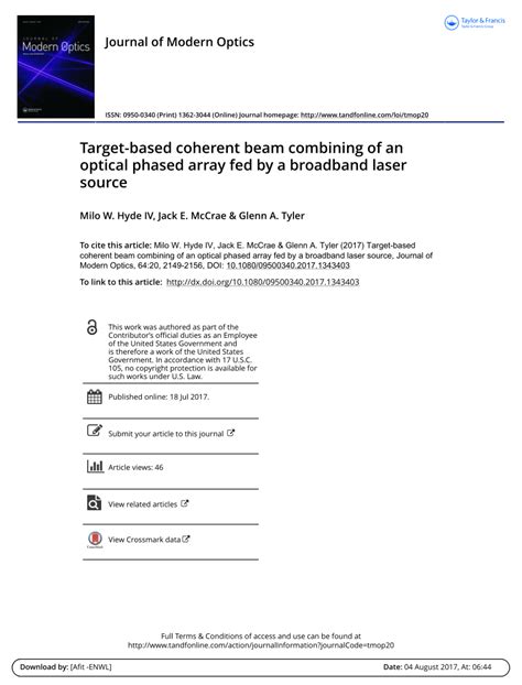 Pdf Target Based Coherent Beam Combining Of An Optical Phased Array