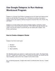 How To Create Dataproc Cluster For Hadoop Wordcount Program Course Hero