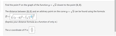 Solved Find The Point P On The Graph Of The Function Y X Chegg Com