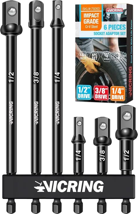 Impact Socket Adapter Set 1 4 3 8 1 2 Drive Socket Adapter For Drill And Impact Wrench 6 Pcs