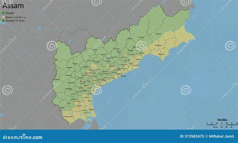 Assam Map Political And Administrative Map Of Assam With Districts Name Showing International
