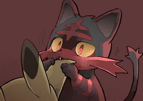 Pikachu And Litten Pokemon Drawn By Gerigoo Danbooru