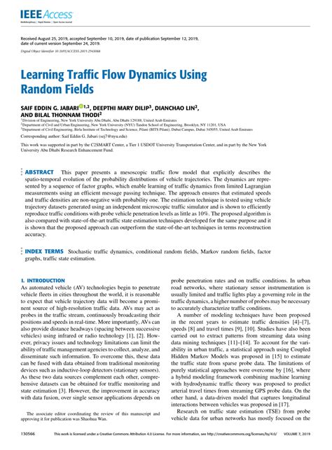 Pdf Learning Traffic Flow Dynamics Using Random Fields