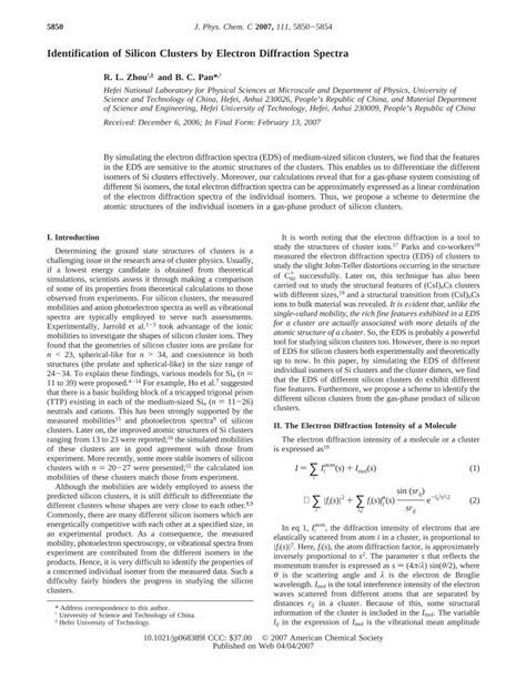 Pdf Identification Of Silicon Clusters By Electron Diffraction