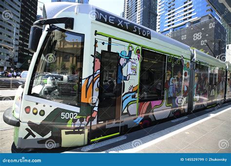 Modern Melbourne Tram The Famous Iconic Transportation In The Town