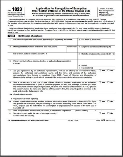 501 C 3 Document Form