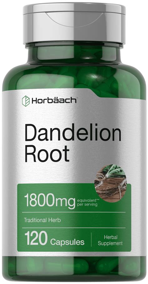 Dandelion Root Supplement 1800mg 120 Capsules Non Gmo Gluten Free