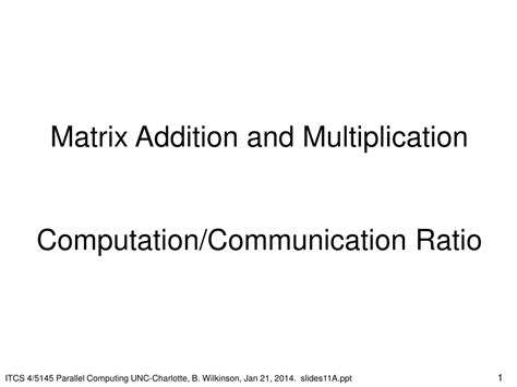 Ppt Matrix Computation And Communication Ratio In Parallel Computing