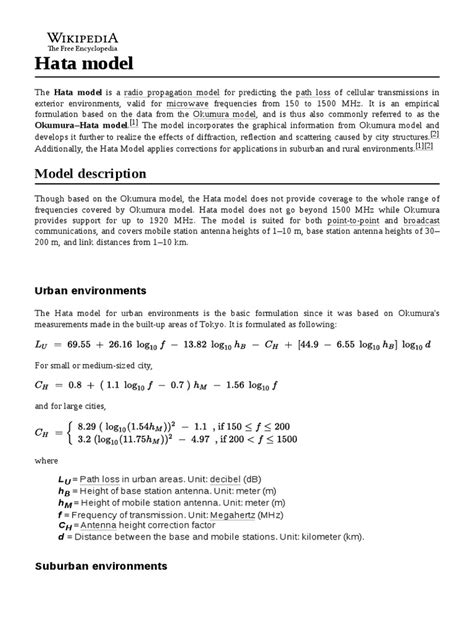 Hata Model Pdf Electromagnetic Spectrum Telecommunications