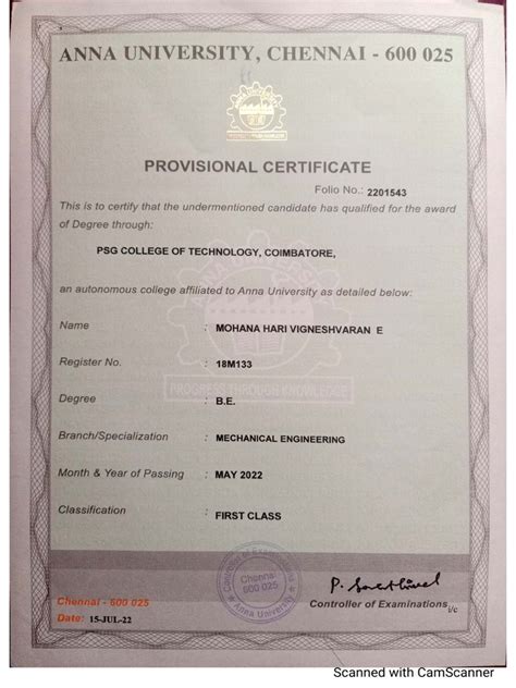 Provisional Certificate Pdf