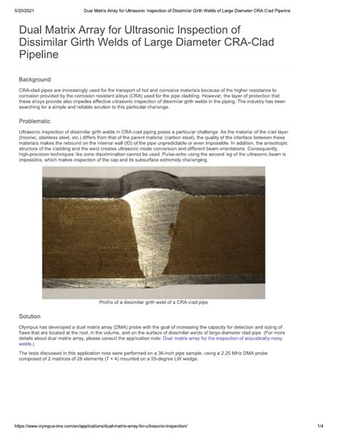 Dual Matrix Array For Ultrasonic Inspection Of Dissimilar Girth Welds