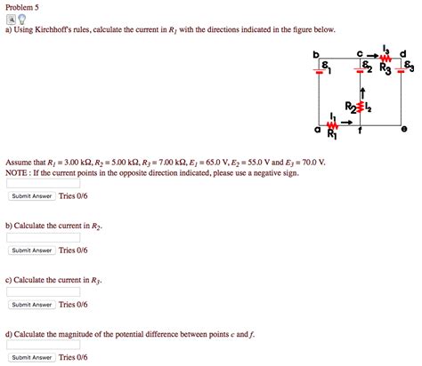 Solved Problem A Using Kirchhoff S Rules Calculate The Chegg