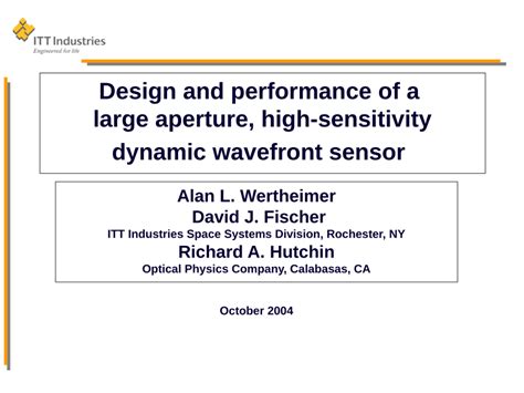 PDF Design And Performance Of A Large Aperture High Sensitivity Dynamic Wavefront Sensor