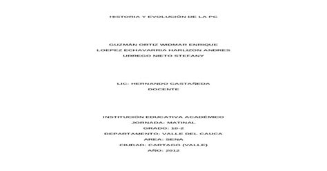 Historia Y Evoluci N De La Pc Wil Stefa Y Harry Docx Document