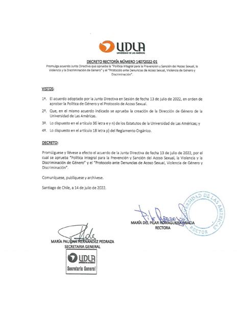 Protocolo Ante Denuncias De Acoso Sexual Violencia Y Discriminacion De