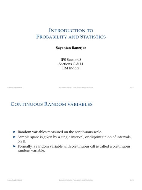Continuous Random Variable Ips Slides Pdf Probability Theory