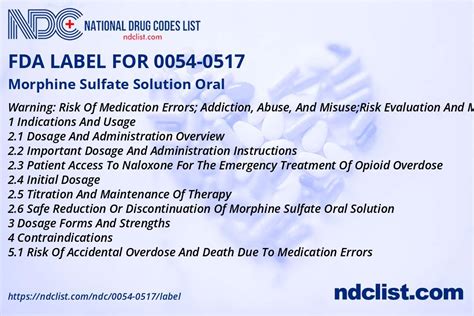 Fda Label For Morphine Sulfate Solution Oral Indications Usage And Precautions
