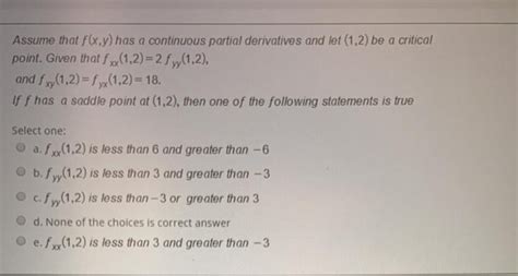 Solved Assume That Fxy Has A Continuous Partial