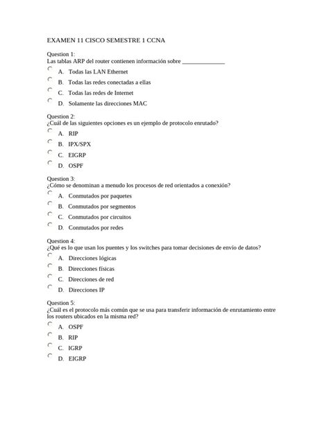 Examencap11ccna1semestre Pdf Enrutador Computación