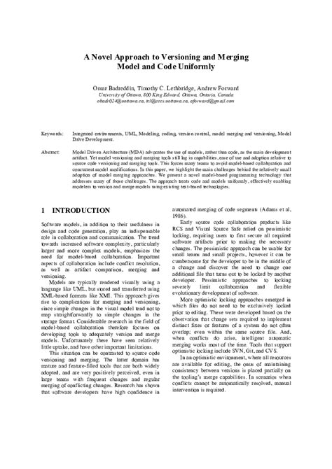 Pdf A Novel Approach To Versioning And Merging Model And Code Uniformly