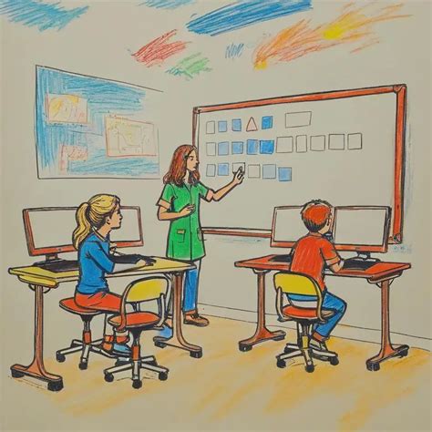 Teacher In Computer Class Coloring Page Free Printables Tiny Sketcher