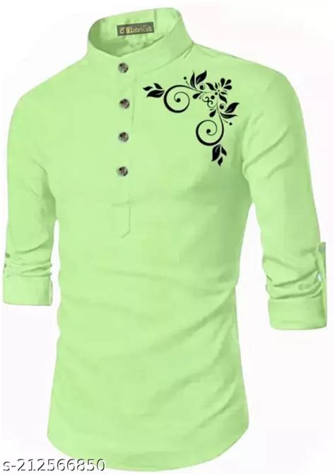 Fabricos Mens Cotton Linen Short Kurta Mens Cotton Kurta Shirt