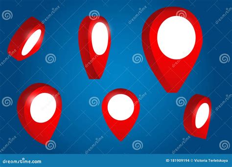 3d map pointer pin isolated on white background stock vector