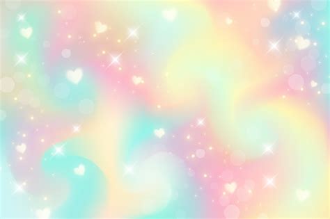 별과 심장이있는 무지개 파스텔 하늘과 판타지 수채화 일러스트레이션 추상적인 유니콘 우주 배경 만화 소녀 벡터 일러스트레이션 0명에 대한 스톡 벡터 아트 및 기타 이미지