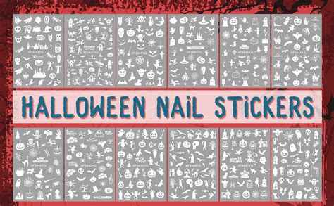 EBANKU 12 Blatt Halloween Leuchtend Nagelsticker Glow In Dark