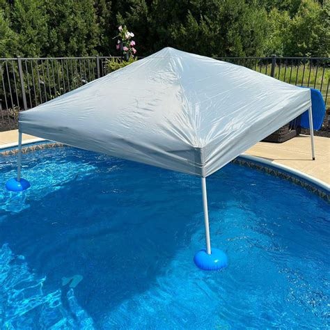 Sunjoy Floating Pool Canopy 10× 10 Pop Up Gazebo Grey