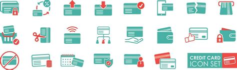 Icon Set Of Credit Card Solid Icon Simple Style Vector Illustration Contains Payment Accepted