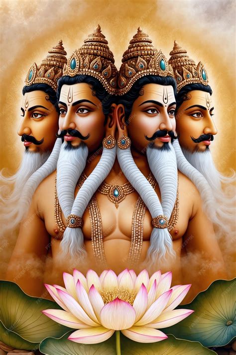 Brahma The Creator In Hindu Mythology Premium Ai Generated Image