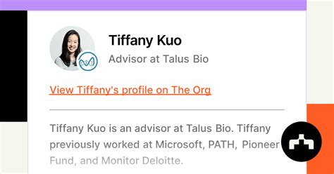 Tiffany Kuo Advisor At Talus Bio The Org
