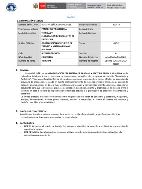 Silabo N°1 Organizacion Del Taller Pdf Evaluación Análisis De