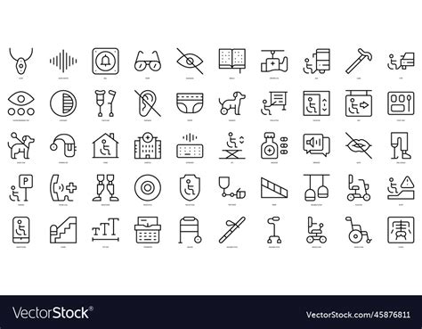 Set Of Thin Line Accessibility Icons Royalty Free Vector