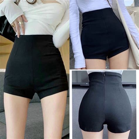 Quần Short Dance Lưng Cao Khóa Sau Quần Đùi Nữ Cạp Cao Nâng Mông Idol