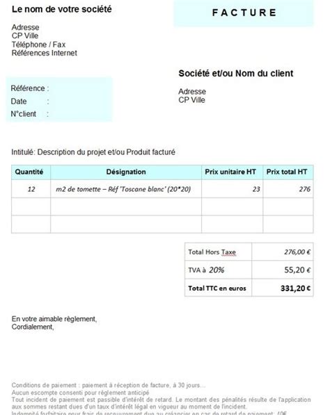 Sample Excel Templates Modele Facture Avoir Excel
