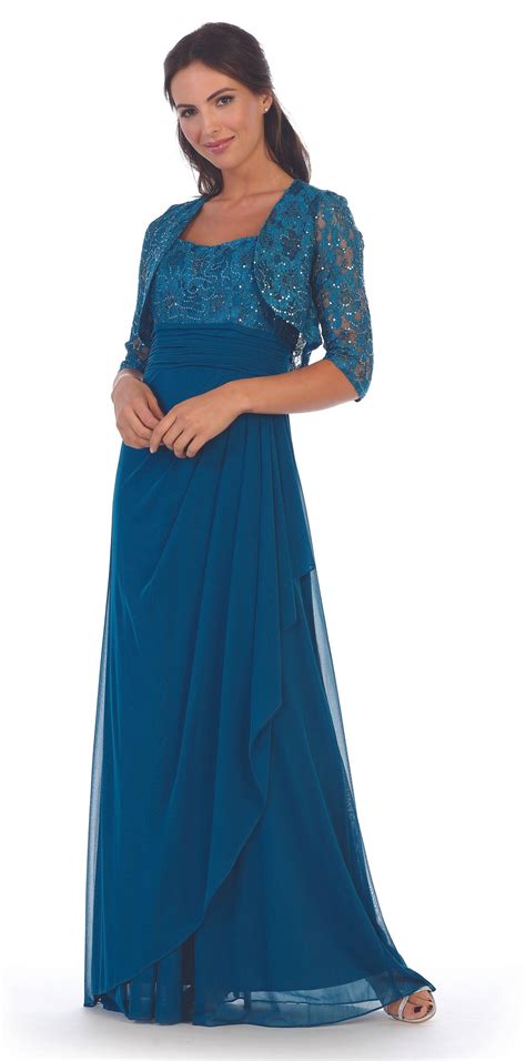 Long Mother Of The Bride Lace Chiffon Jacket Dress The Dress Outlet