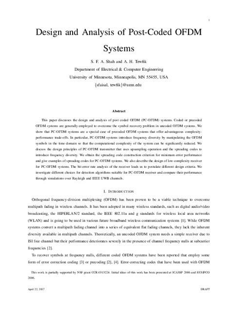 Pdf Design And Analysis Of Post Coded Ofdm Systems