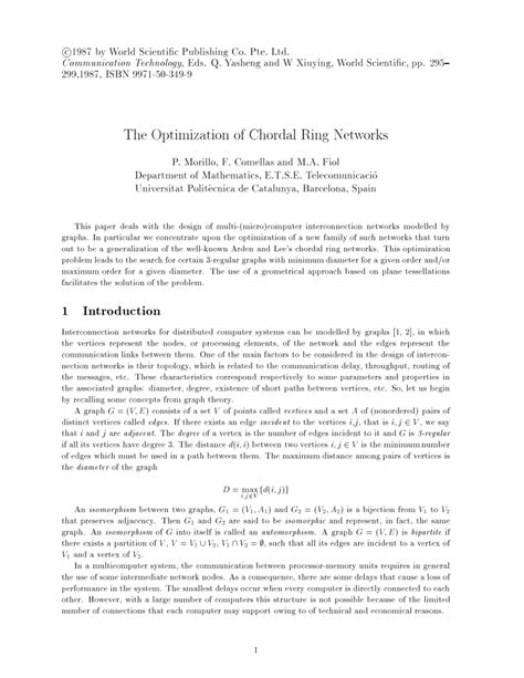 Pdf The Optimization Of Chordal Ring Networks