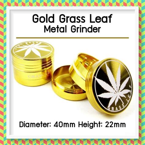 ที่บดขนาด 40 มม 3 ชั้น Gold Grass Leaf Metal Grinder Stonerism Thaipick