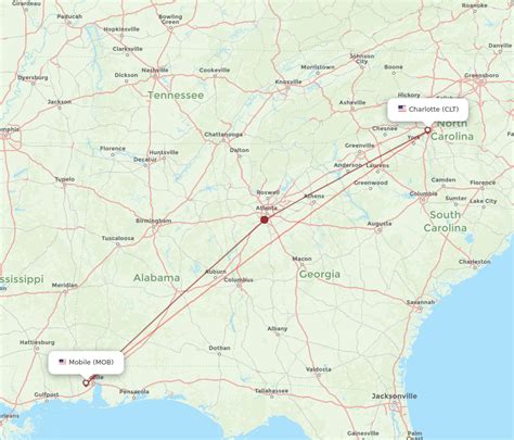 All Flight Routes From Mobile To Charlotte Mob To Clt Flight Routes