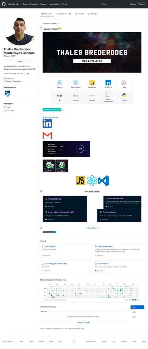 Thalesbmc · Issue 570 · Eddiehubcommunityawesome Github Profiles · Github
